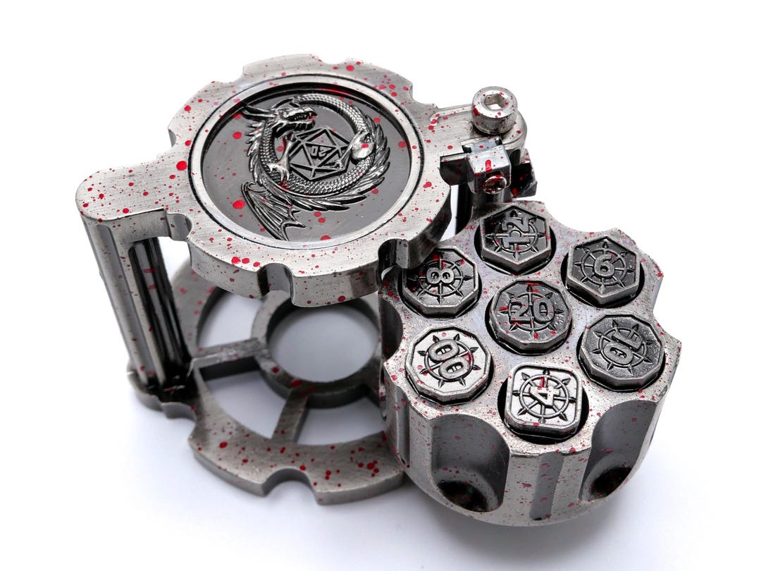 Revolver Metal Dice Set Dragon 7-Piece Bullet Dice for DnD and RPGs ...