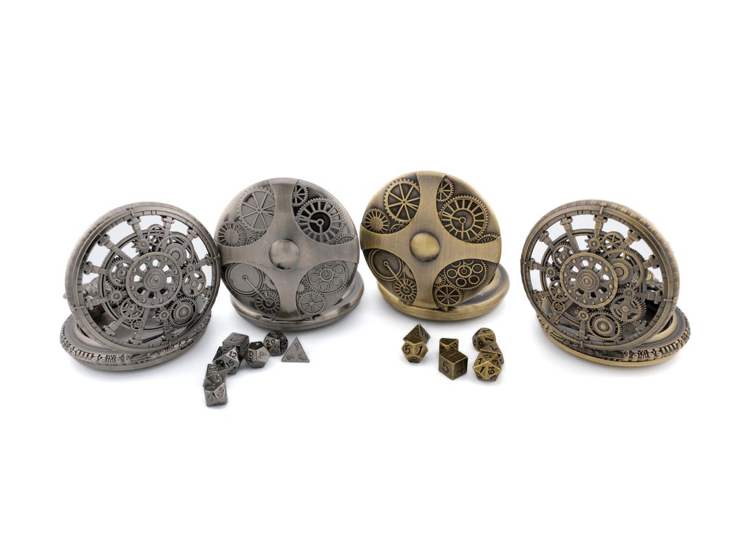 Clock & Gear Pocket Watch Mini Dnd Dice Set | 7 Piece RPG Dice ...