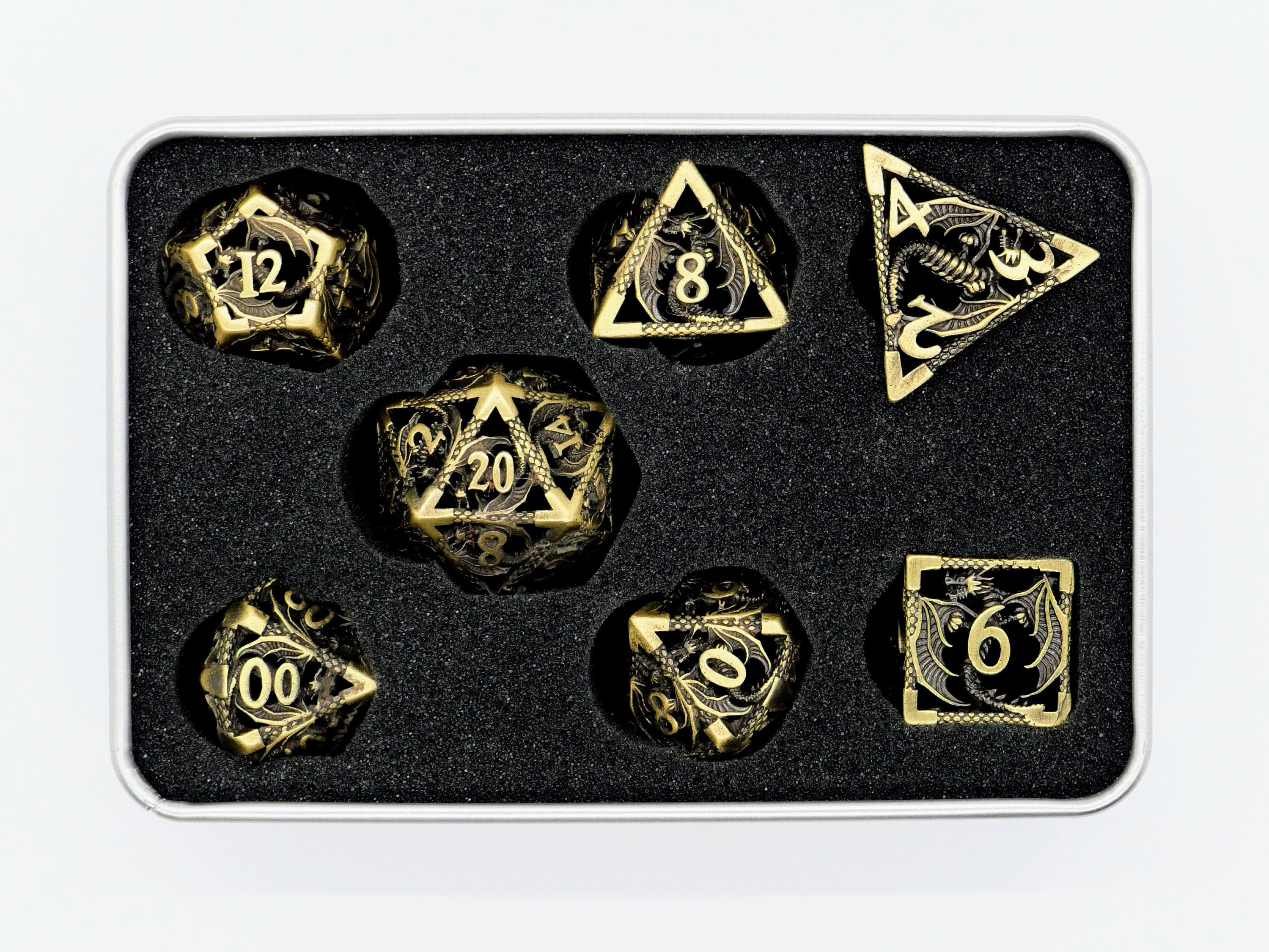 Dragon Metal Dice Set Matte Bronze Hollow Dice Set 7 Pieces Dnd Dice ...