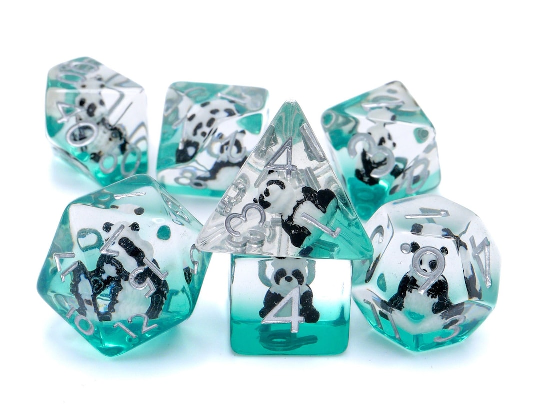 Panda Resin Dnd Dice Set: Bubbly Forest Bear 7 Piece RPG Dice - Etsy