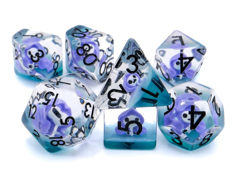 Hooded Ghost Resin Dice Set 7 Pieces Dnd Dice Demon Face Round Eyes ...