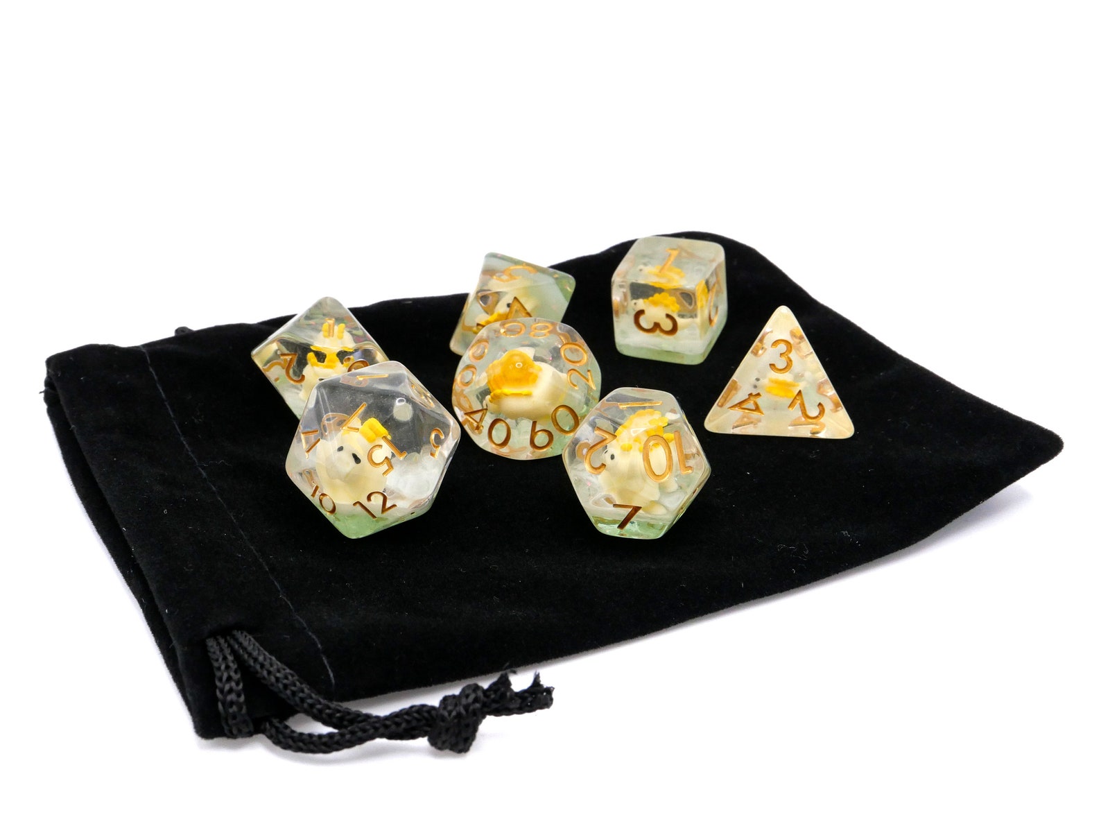Yellow Stegosaurus Dnd Dice Set 7 Piece D&D Resin Polyhedral Dice With ...