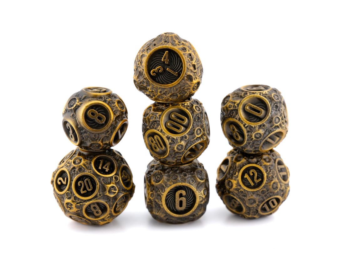 Moon Rock Metal Dnd Dice Set | 7 Piece Space RPG Dice | Meteorite | Solid Dice | Dungeons and ...
