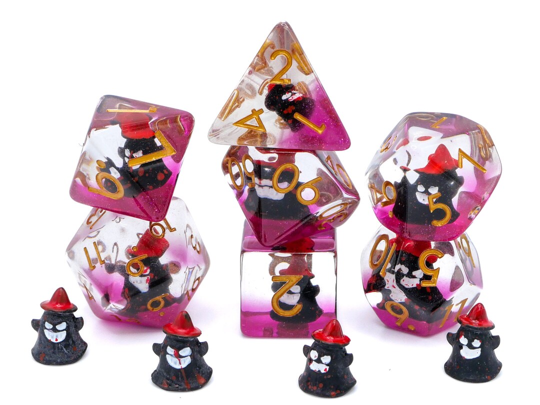 Behatted Ghost Dnd Dice Set | 7 Piece RPG Dice | Haunted Dice | Red Hat ...
