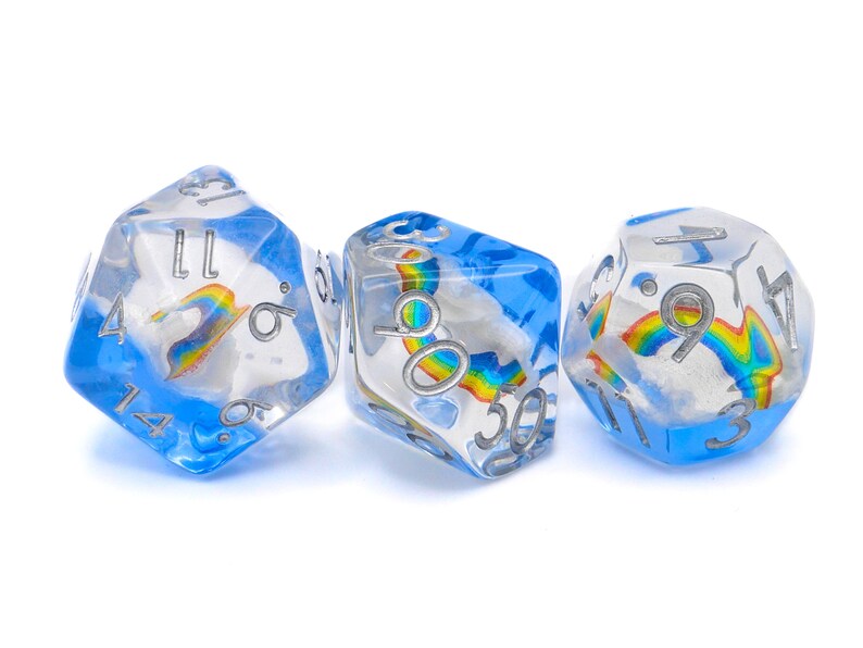 Rainbow Cloud Resin Dice Set 7 Pieces Dnd Dice Cute - Etsy