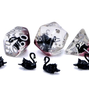 Swan Dnd Dice Set - 7-piece Resin Dice - Black Bird - Dungeons and ...