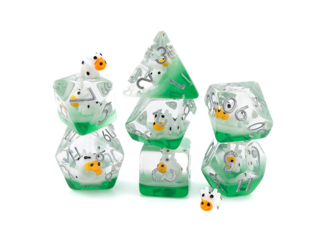 Cow Dnd Dice Set | 7 Piece Resin RPG Dice | Farm Animal Dice | Cute ...