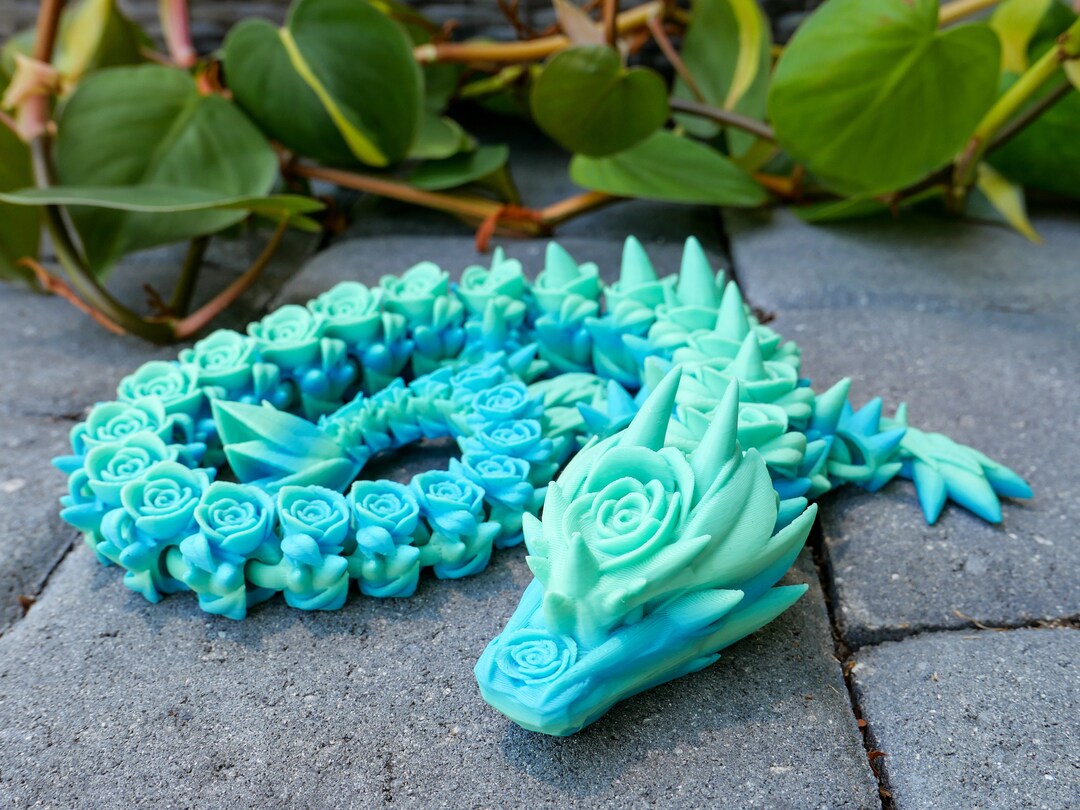 Rose Dragon Articulated 3d Printed Fidget Blue & Green Flexi ...