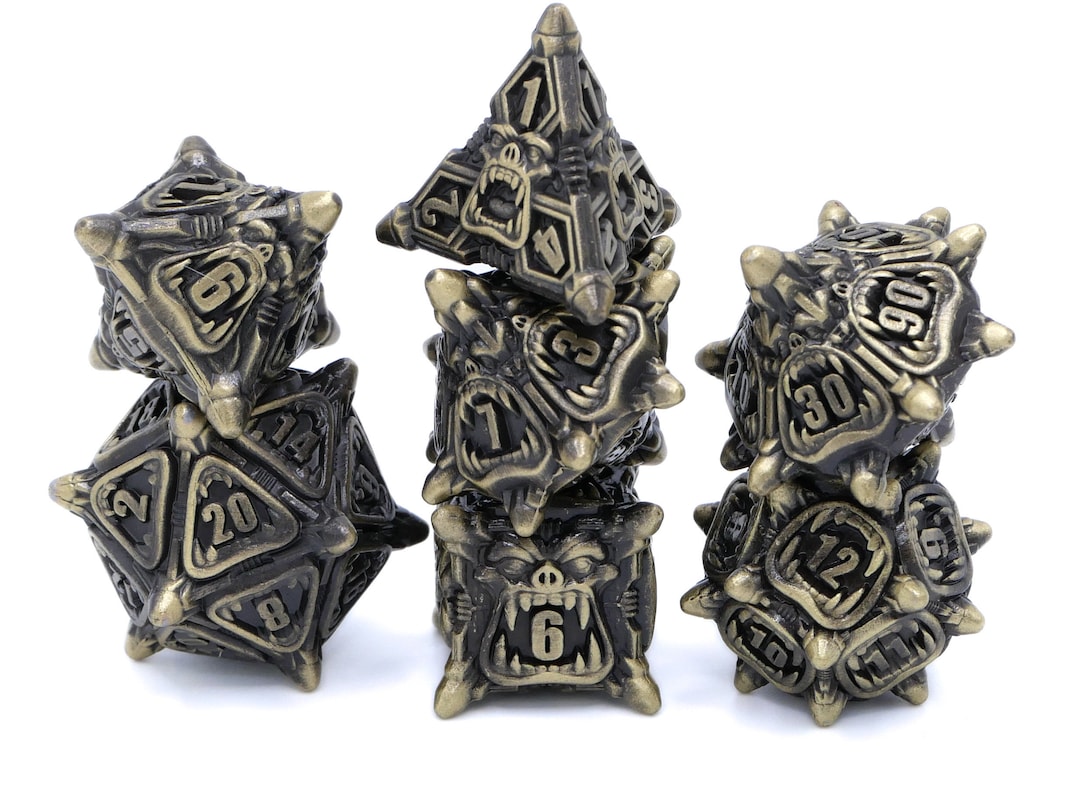 Orc Metal Dnd Dice Set 7 Piece RPG Dice World of Warcraft Yelling ...