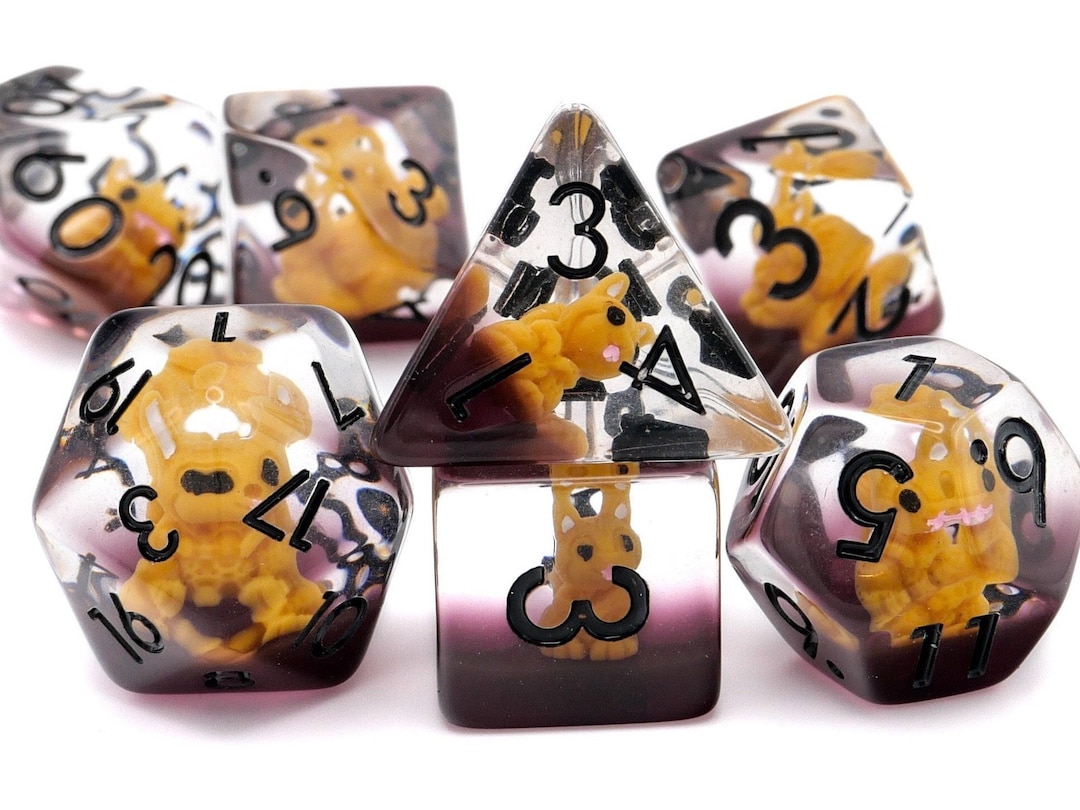 Squirrel Resin Dnd Dice Set: 7-piece Animal RPG Dice - Etsy