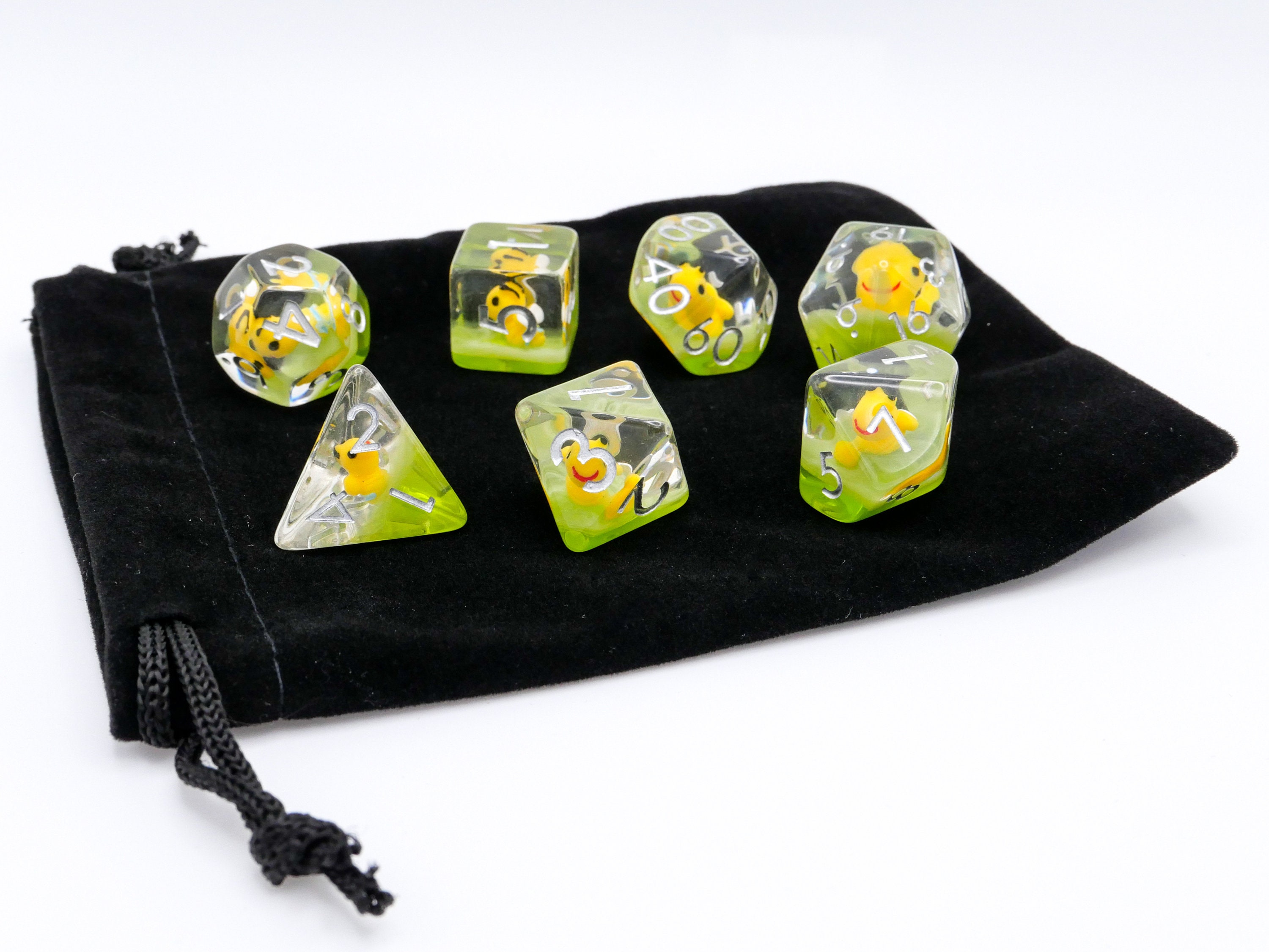 Buzzing Bee Resin Dice Set 7 Pieces Dnd Dice Flying Bumblebee Yellow ...