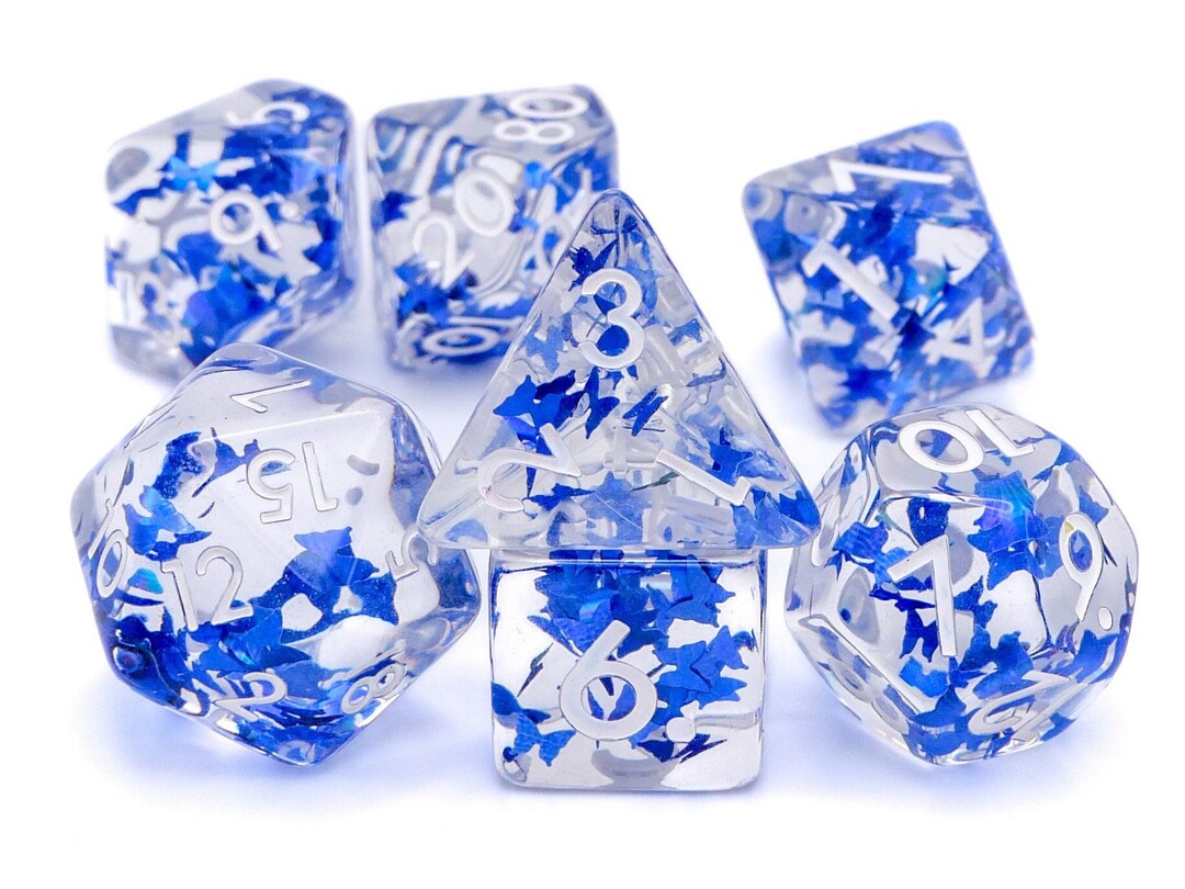 Blue Butterfly Resin Dnd Dice Set: 7 Piece Bug RPG Dice - Etsy