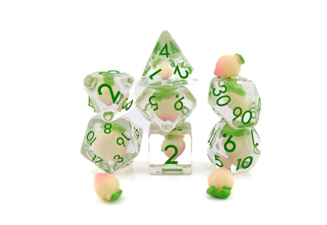 Peach Dnd Dice Set | 7 Pieces Resin RPG Dice | Fruit Dice | Georgia ...