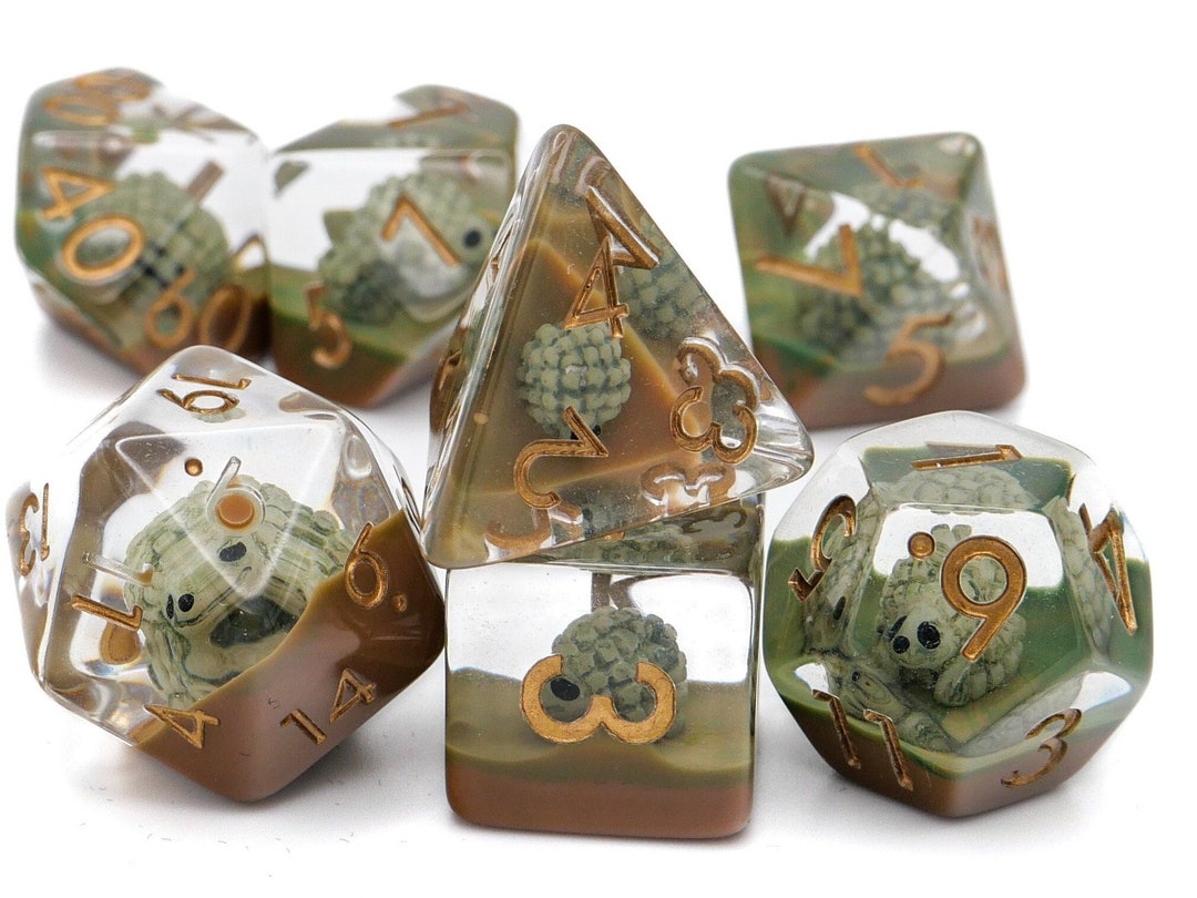 Hedgehog Resin Dice Set 7 Pieces Dnd Dice Brown Mud Landscape Tabletop ...
