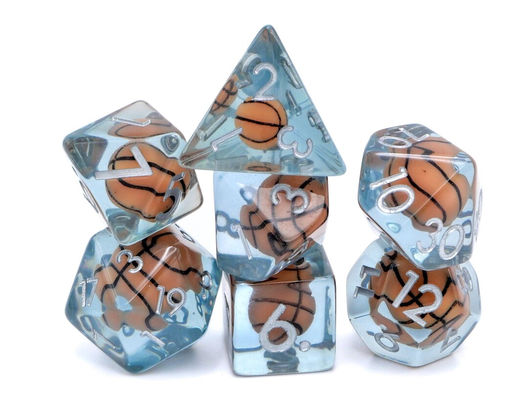 Blue Basketball Dice Set | 7 Piece Dnd Resin Dice | Dungeons & Dragons ...