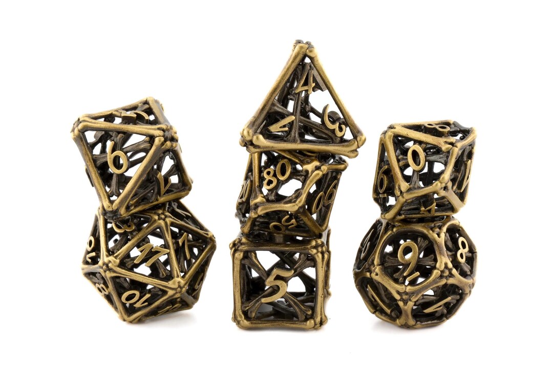 Unearthed Bones Hollow Metal Dnd Dice Set | 7 Piece RPG Dice | Catacomb ...