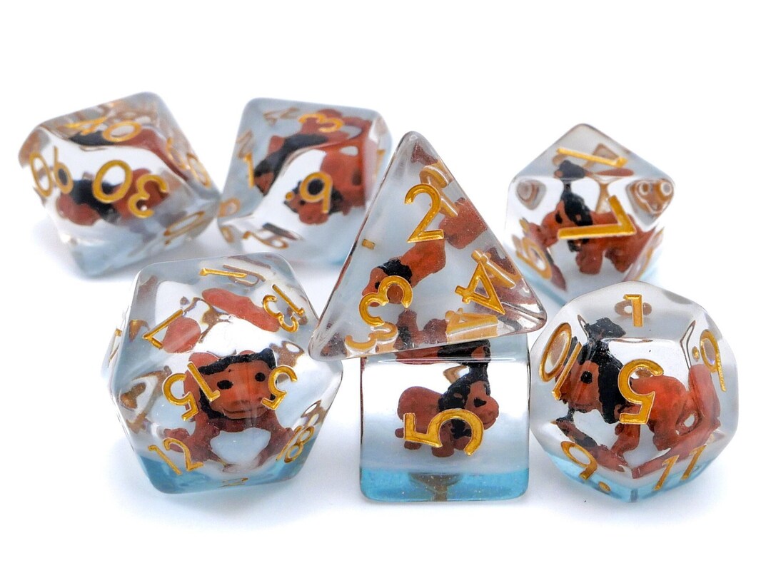 Lion Dnd Dice Set - 7-piece Resin Feline Dice for Dungeons and Dragons ...
