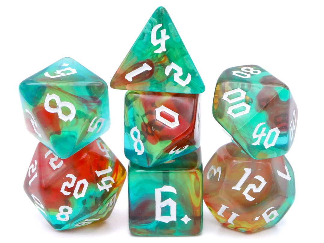 Elemental Spectrum Dnd Dice Set | 7 Piece Blended Color RPG Dice | Blue ...