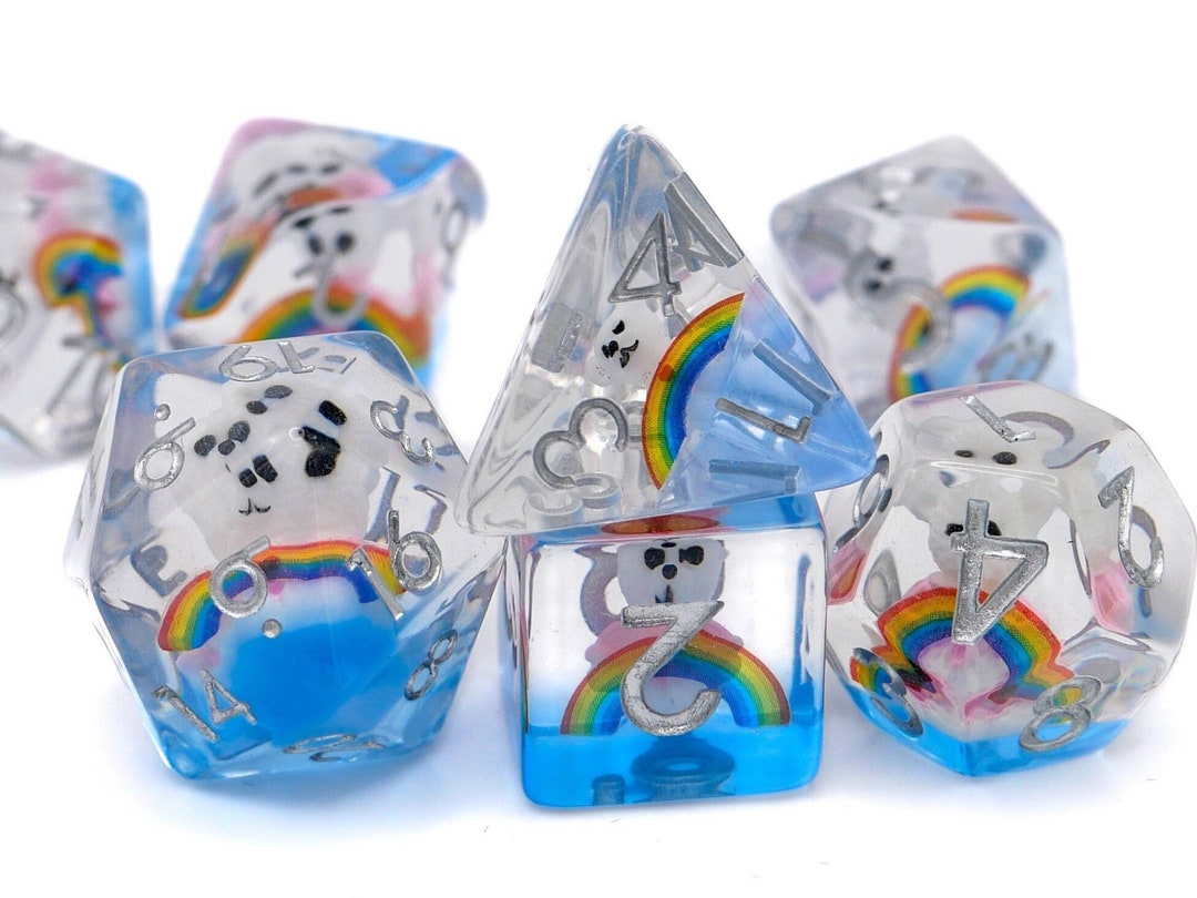 Rainbow Bear Dice | Colorful Resin Dnd Dice Set | Cute Teddy Bear | RPG ...