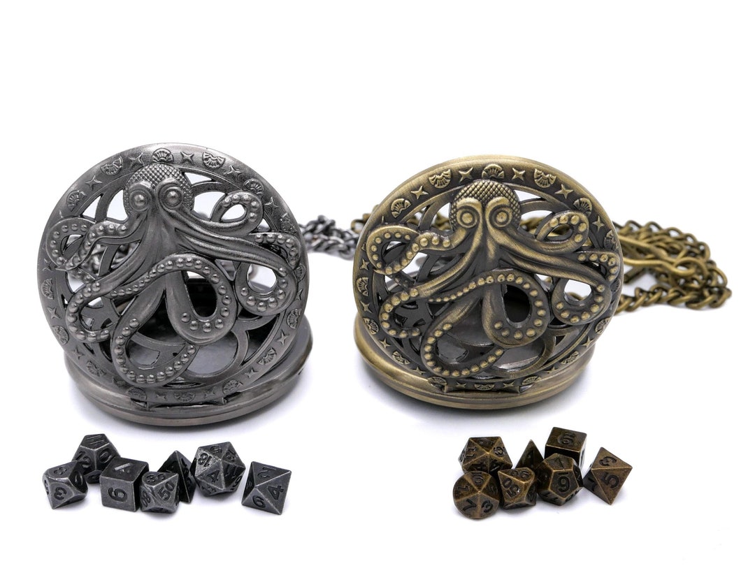 Octopus Mini Pocket Watch Dnd Dice Set | 7 Piece RPG Dice | Vintage ...