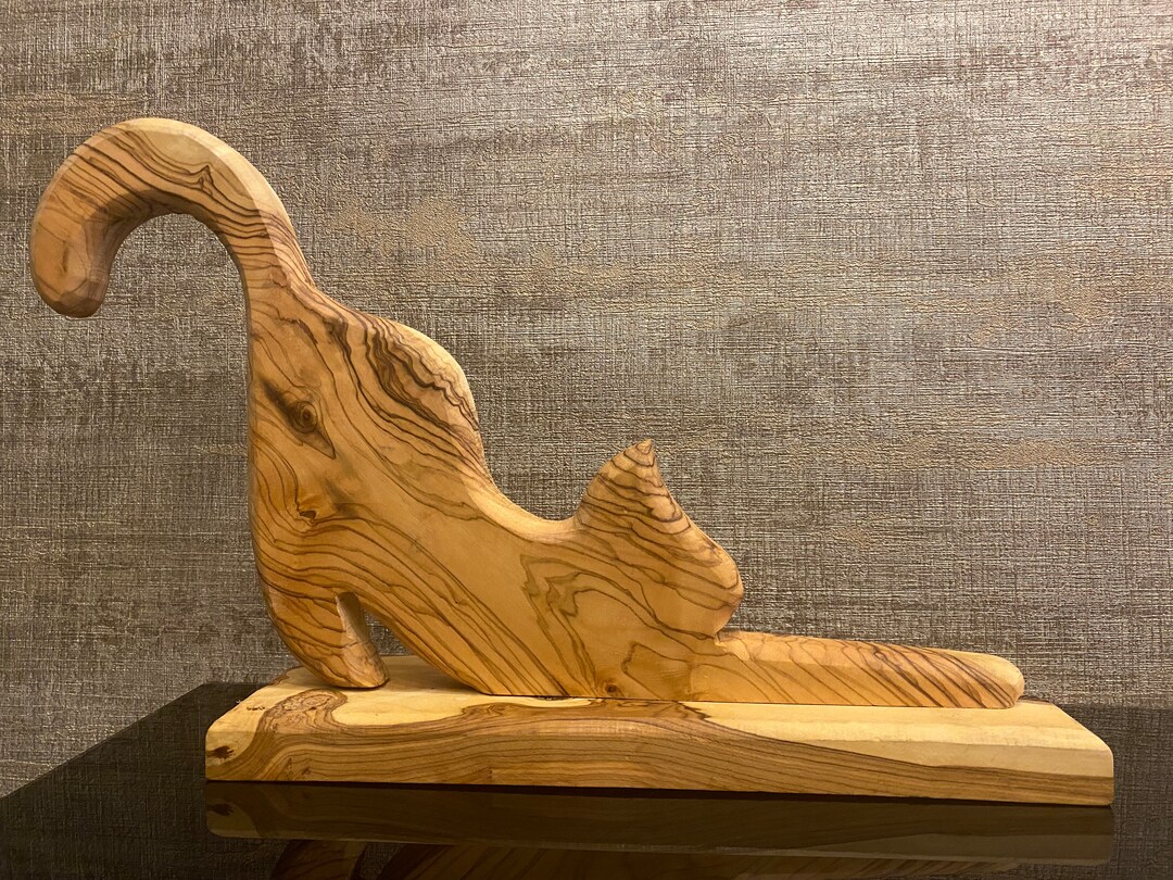 Unique Gift, Handmade Wood Cat Statue, Wooden Cat Shapes, Ornamental ...