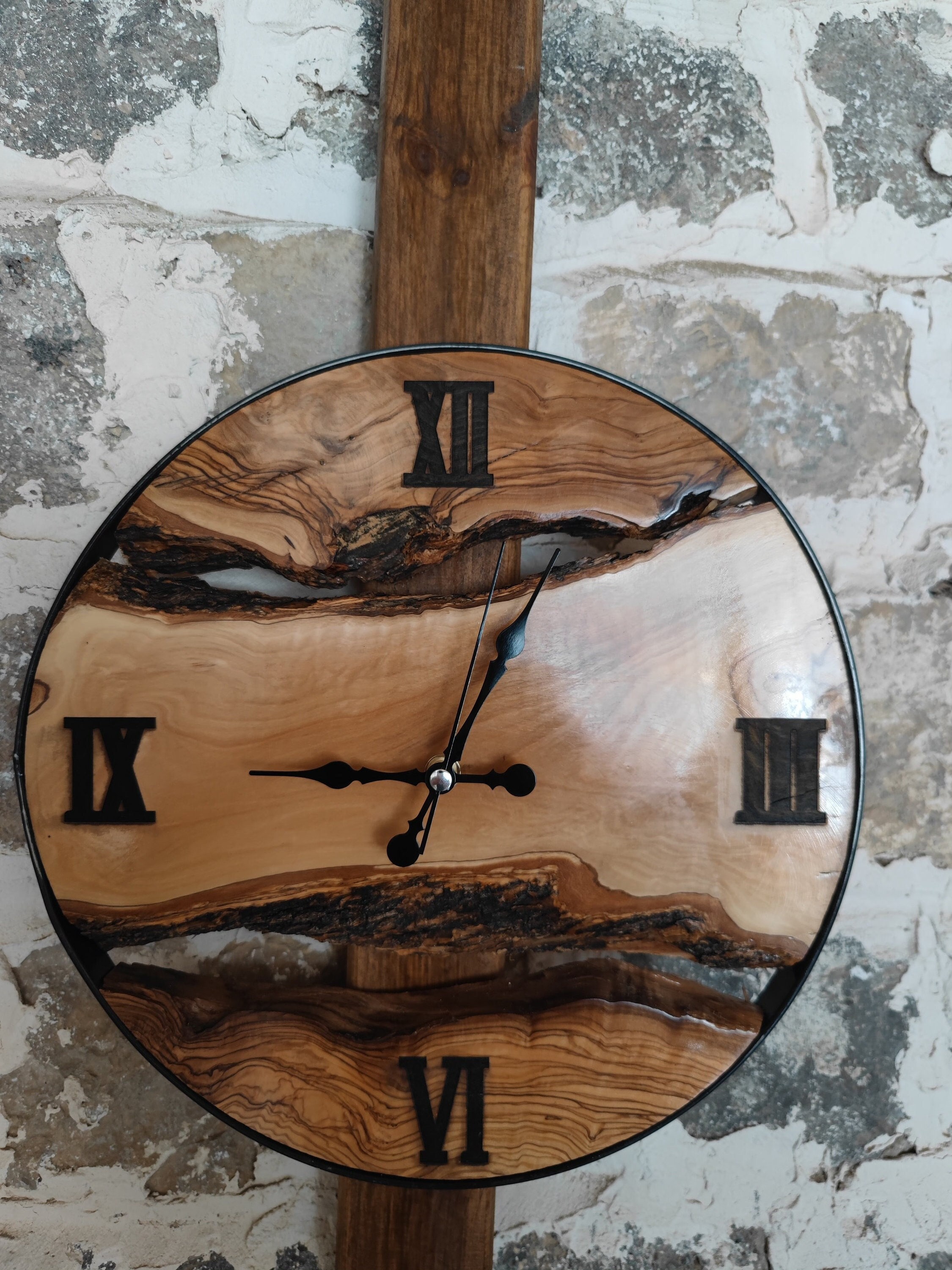 Handmade Wall Clock Olive Wood Clock, Round Wall Clock, Wallart, Home ...