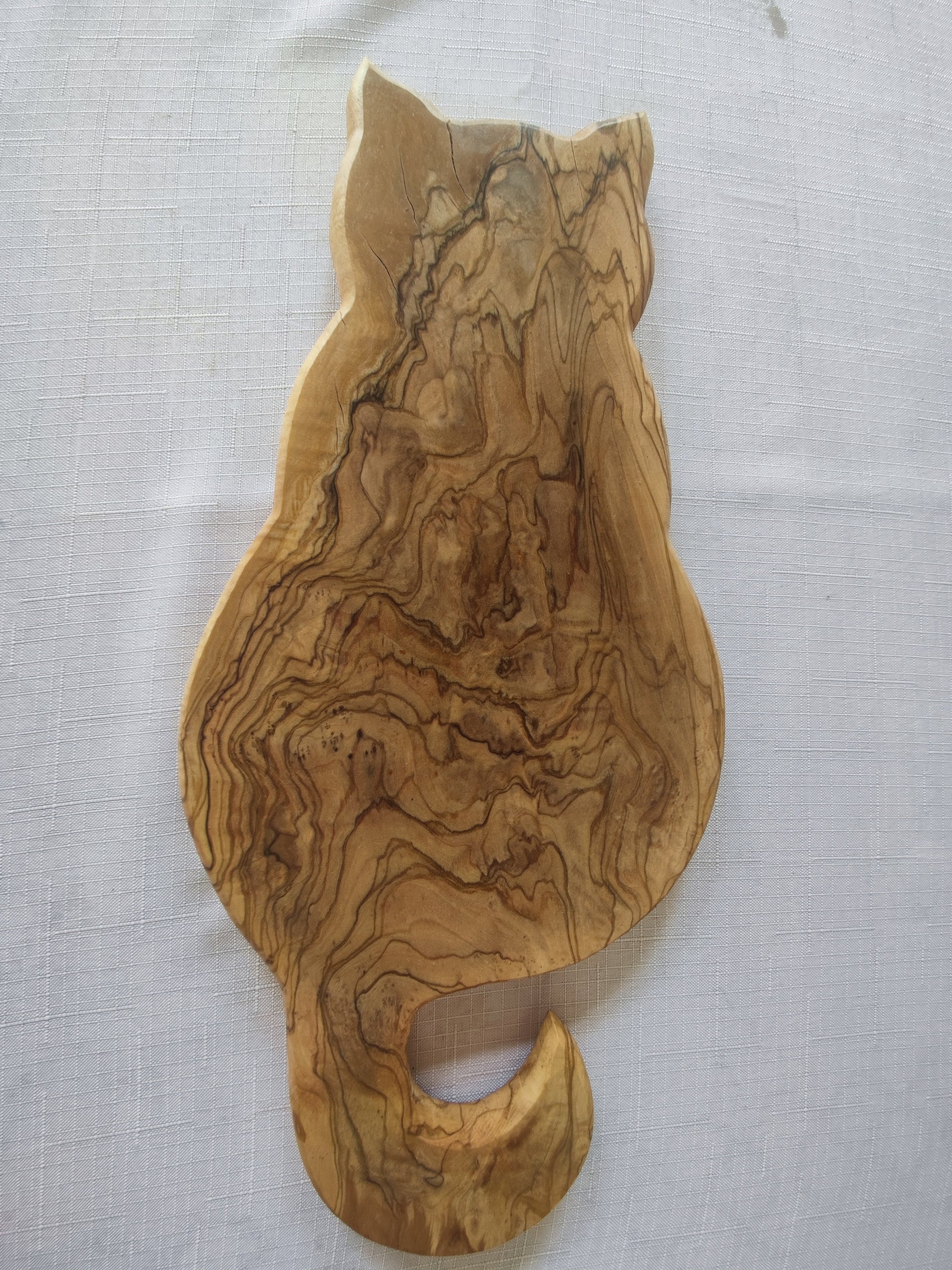 Olive Wooden Cat Shape Serving Plate With Handle, Gift, Wooden Cat ...