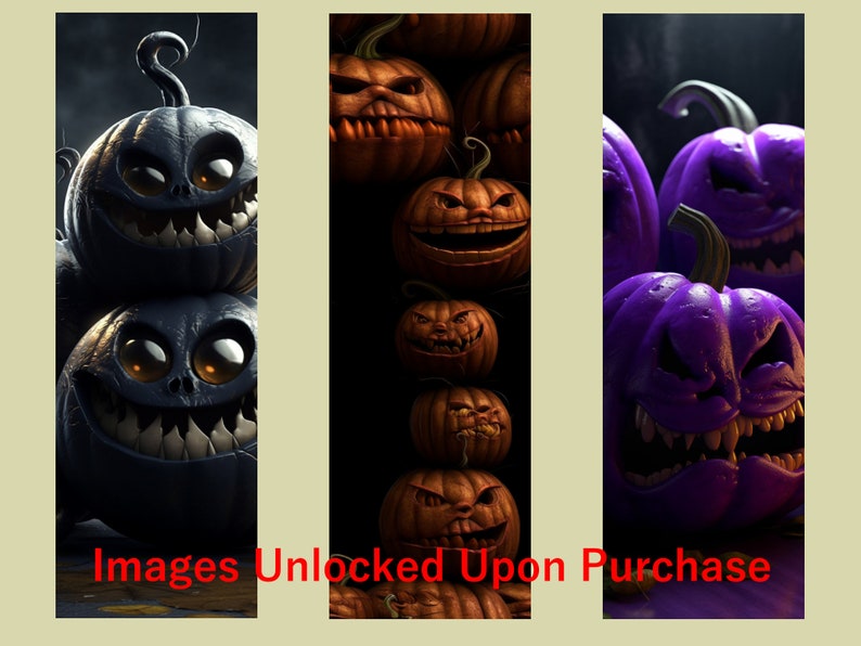 Printable Scary Pumpkin Bookmarks - Set of 6, Digital Download for ...