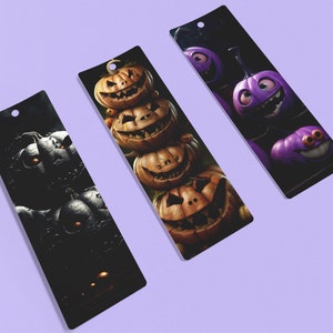 Printable Scary Pumpkin Bookmarks - Set of 6, Digital Download for ...