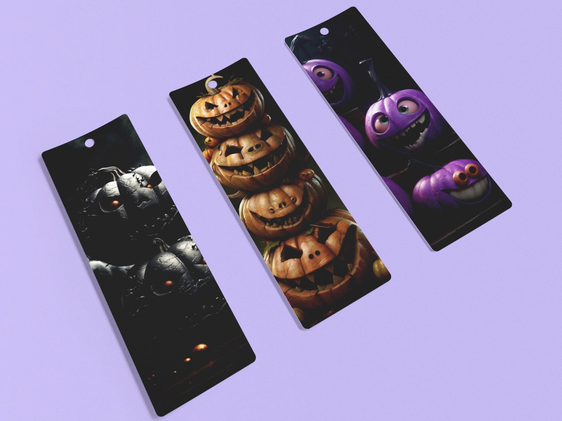 Printable Scary Pumpkin Bookmarks - Set of 6, Digital Download for ...