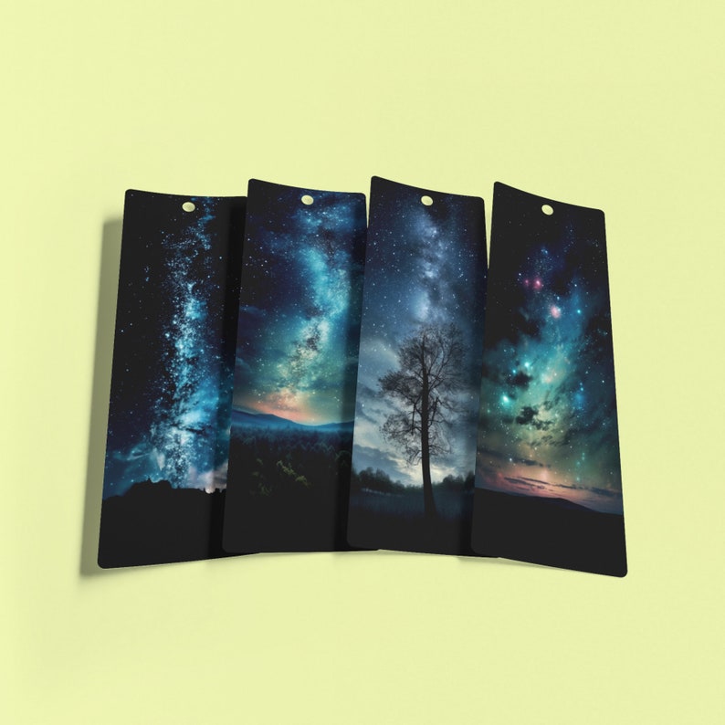 6 Starry Landscape Bookmarks, Printable Bookmarks, Digital Downloads ...
