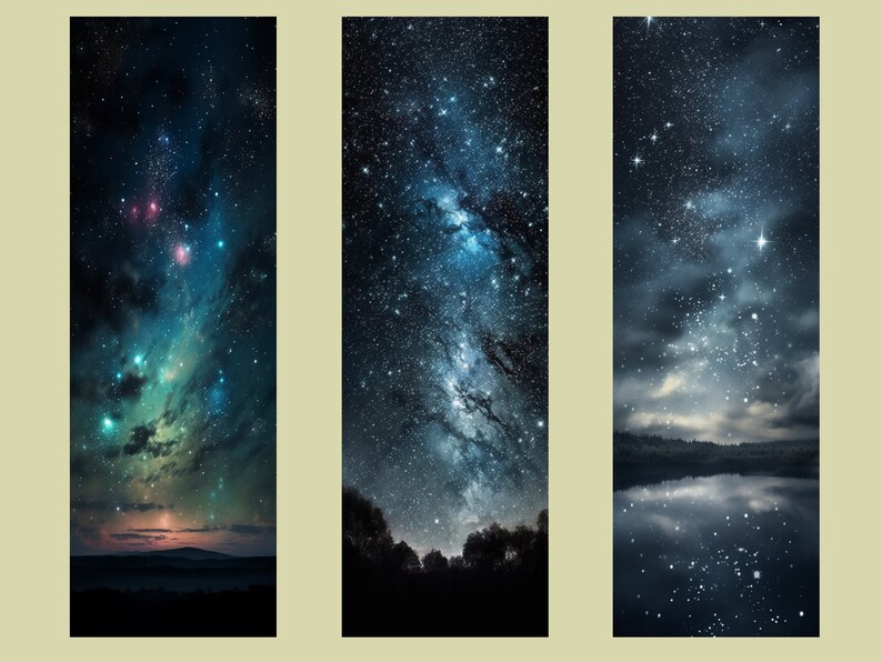 6 Starry Landscape Bookmarks Printable Bookmarks Digital - Etsy
