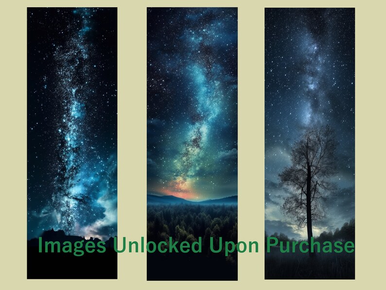 6 Starry Landscape Bookmarks, Printable Bookmarks, Digital Downloads ...