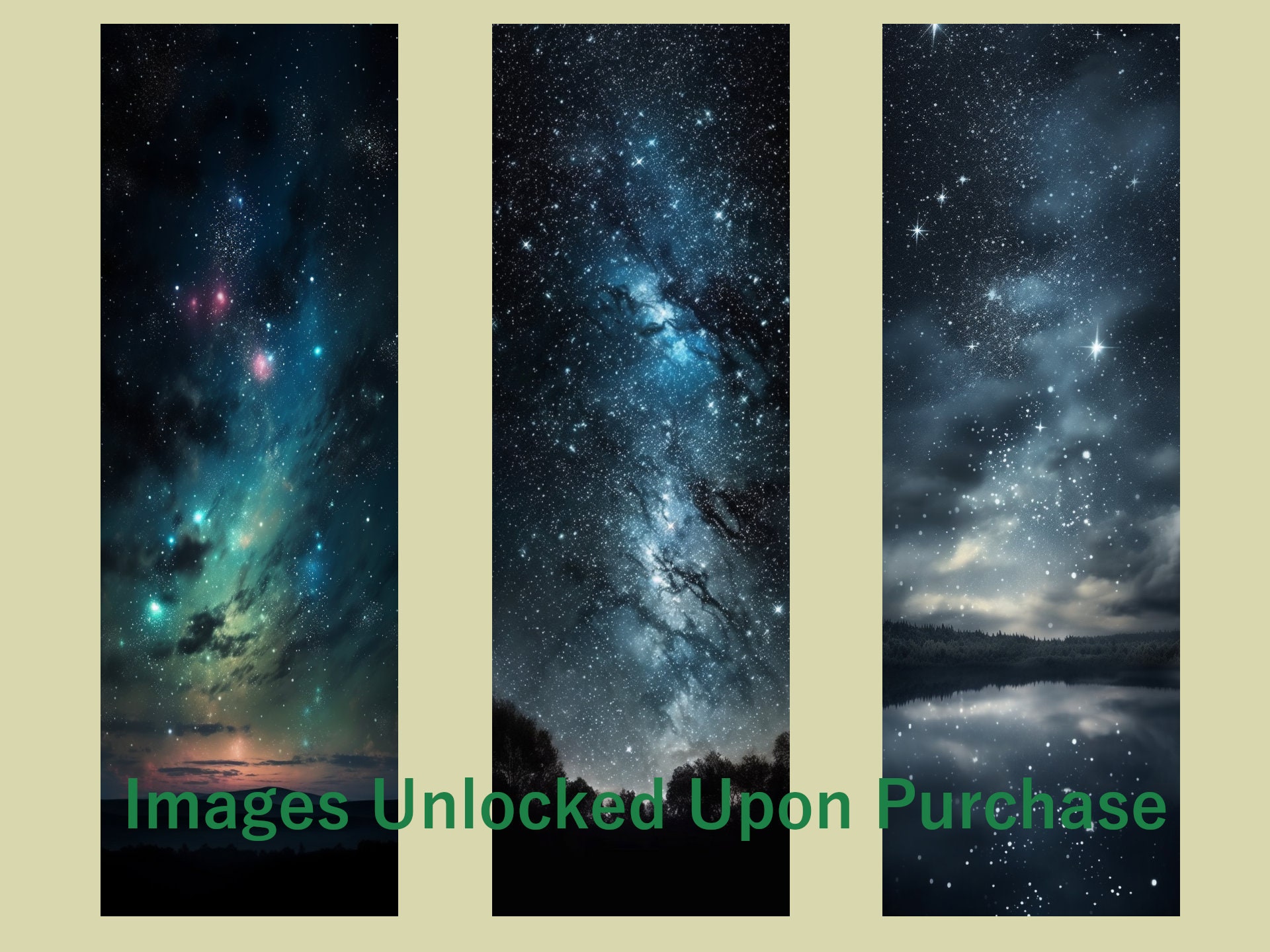 6 Starry Landscape Bookmarks, Printable Bookmarks, Digital Downloads ...