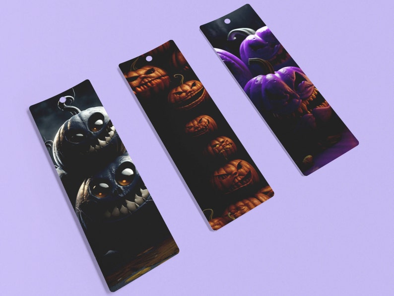 Printable Scary Pumpkin Bookmarks - Set of 6, Digital Download for ...