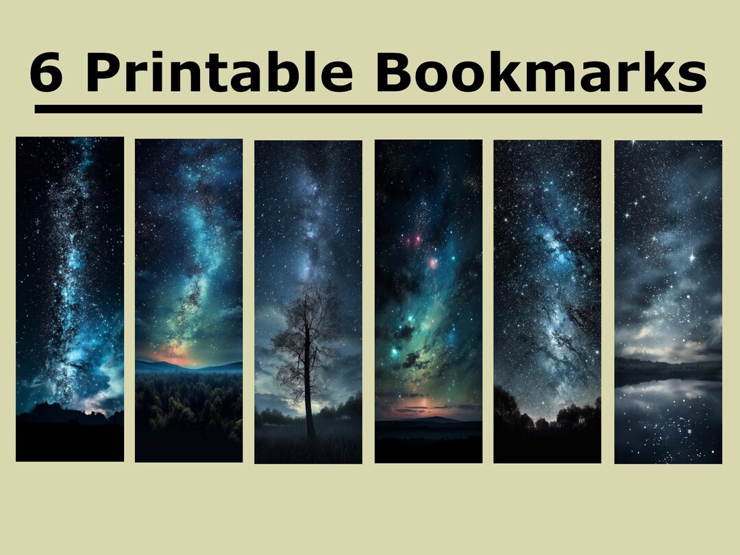 6 Starry Landscape Bookmarks, Printable Bookmarks, Digital Downloads ...