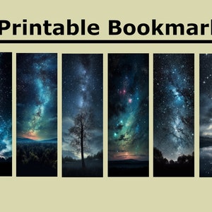 6 Starry Landscape Bookmarks, Printable Bookmarks, Digital Downloads ...