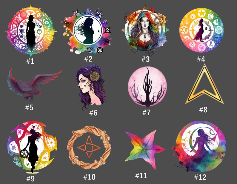 12 Colorful Witch Clipart Images in PNG Format for Commercial - Etsy