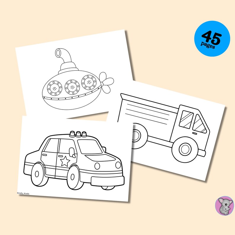 Vehicles Coloring Pages for Kids, Toddlers, Preschoolers, Trucks ...