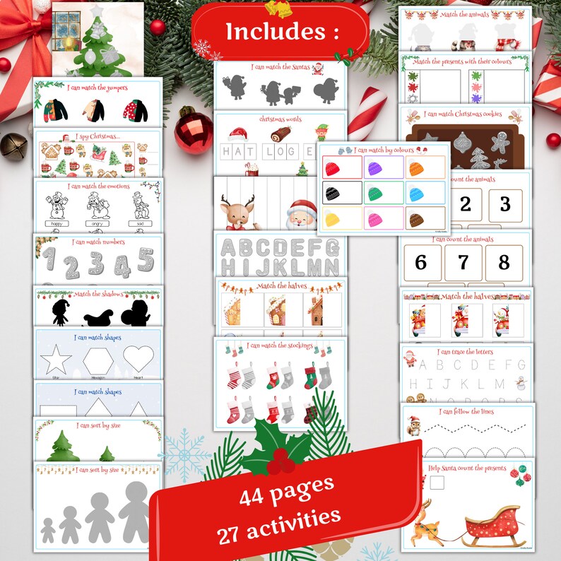 Christmas Toddler Busy Book Printable, Christmas Activities for Kids ...