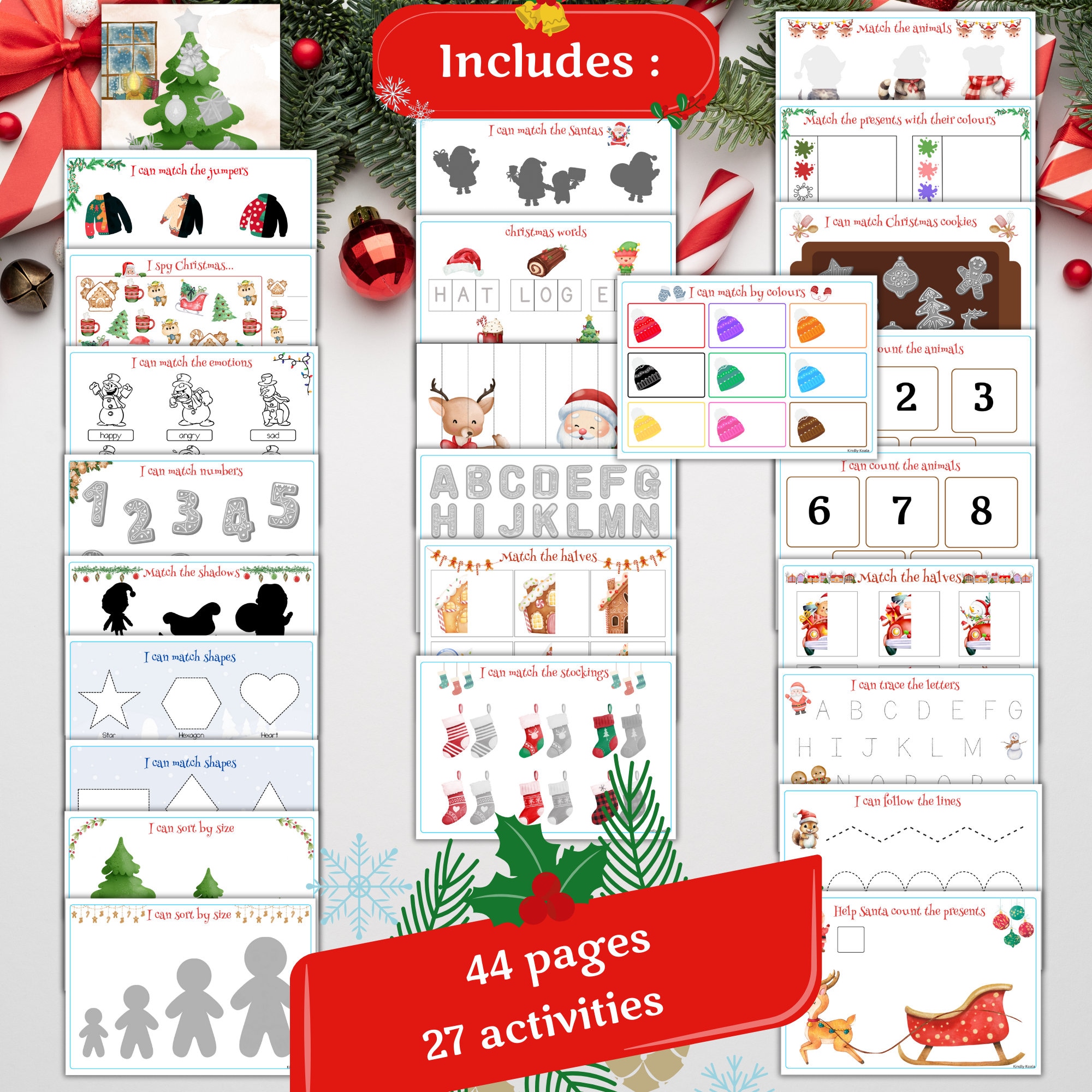 Christmas Toddler Busy Book Printable, Christmas Activities for Kids ...