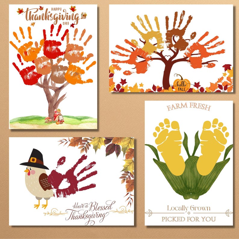 Thanksgiving Handprint Art Bundle, Cute Autumn Handprint Craft for ...