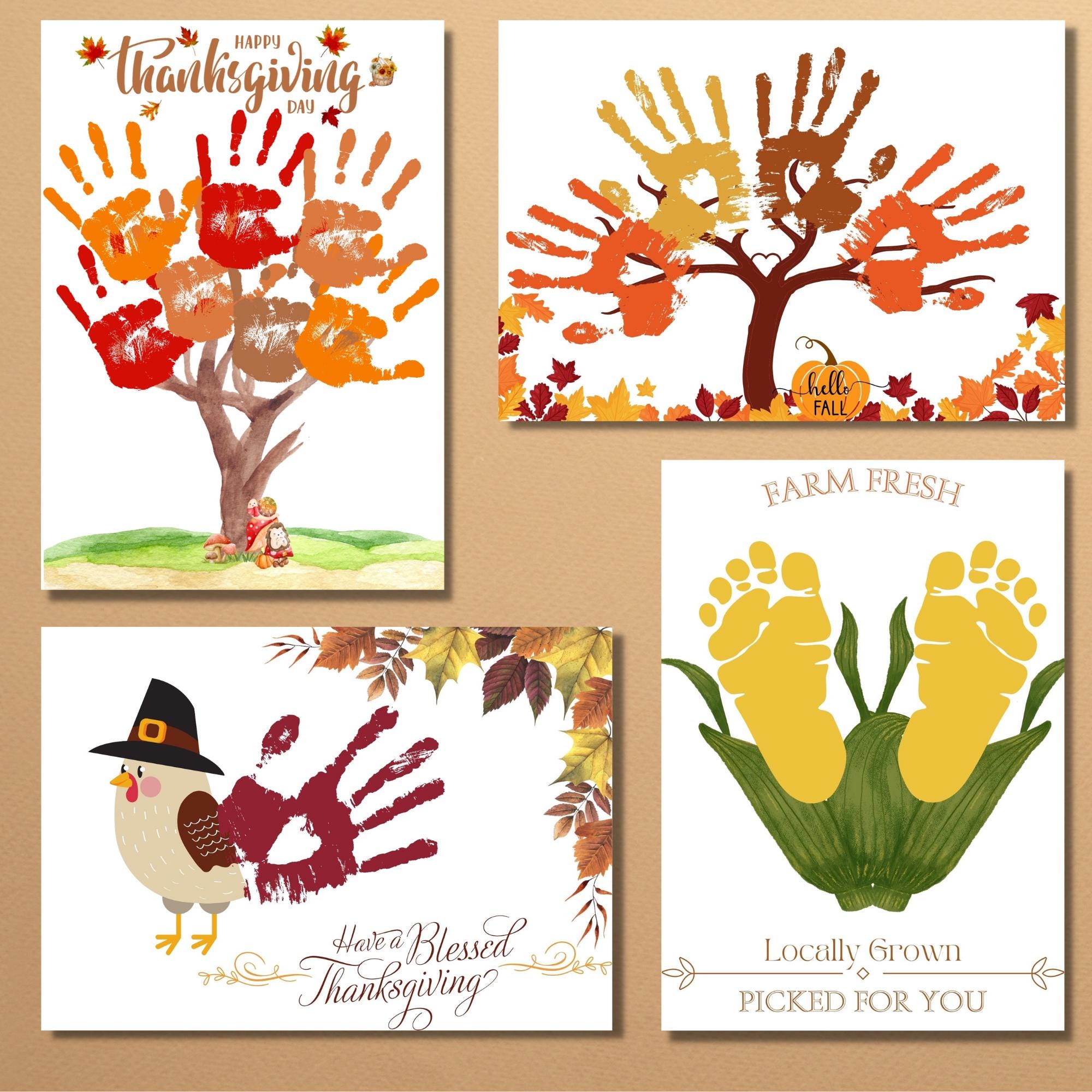 Thanksgiving Handprint Art Bundle, Cute Autumn Handprint Craft for ...