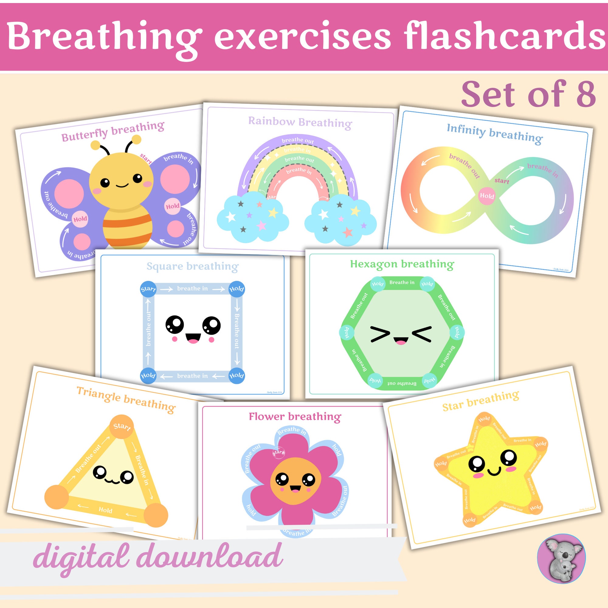 Shape Breathing Cards for Children, Calm Corner Kids, Anxiety Relief ...