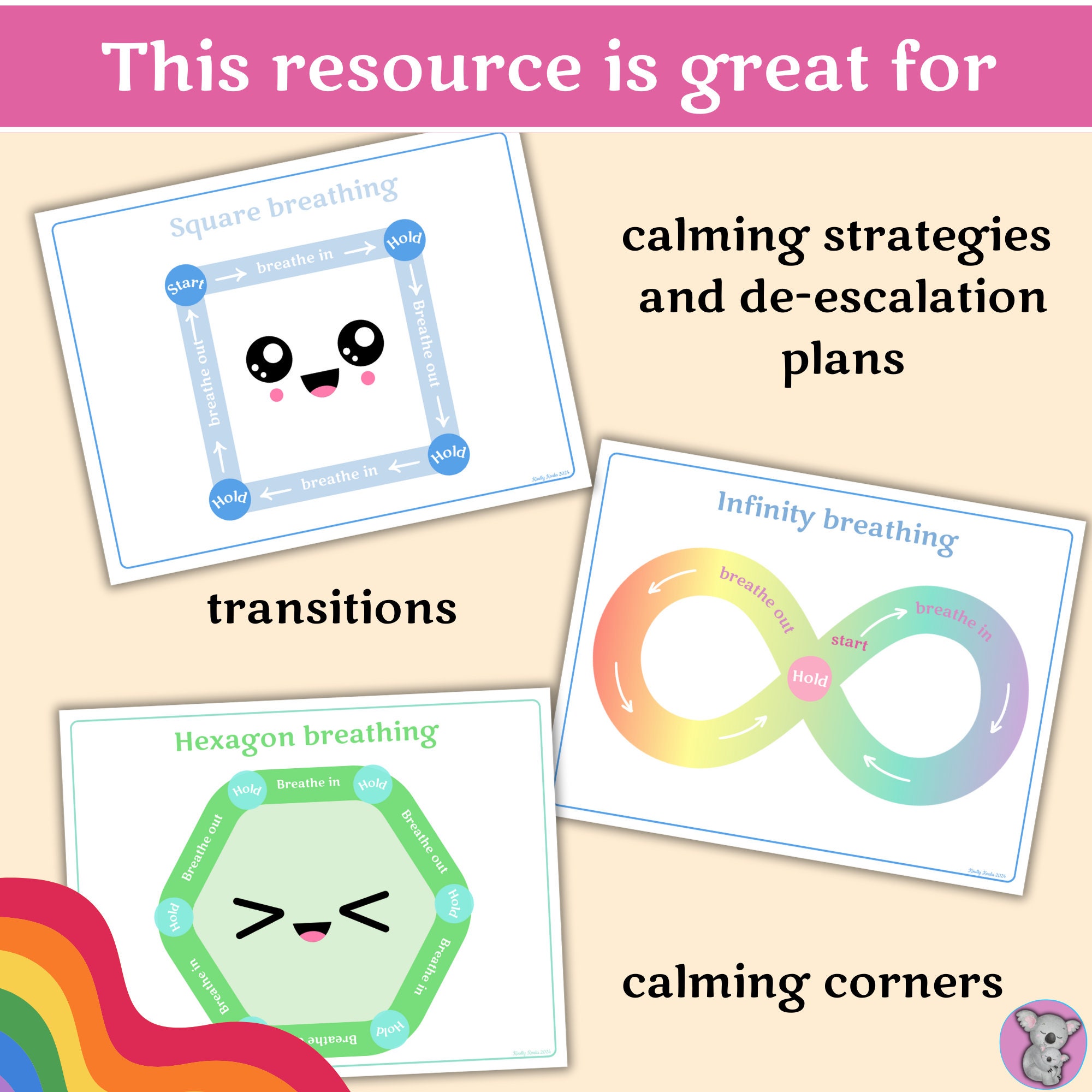 Shape Breathing Cards for Children, Calm Corner Kids, Anxiety Relief ...