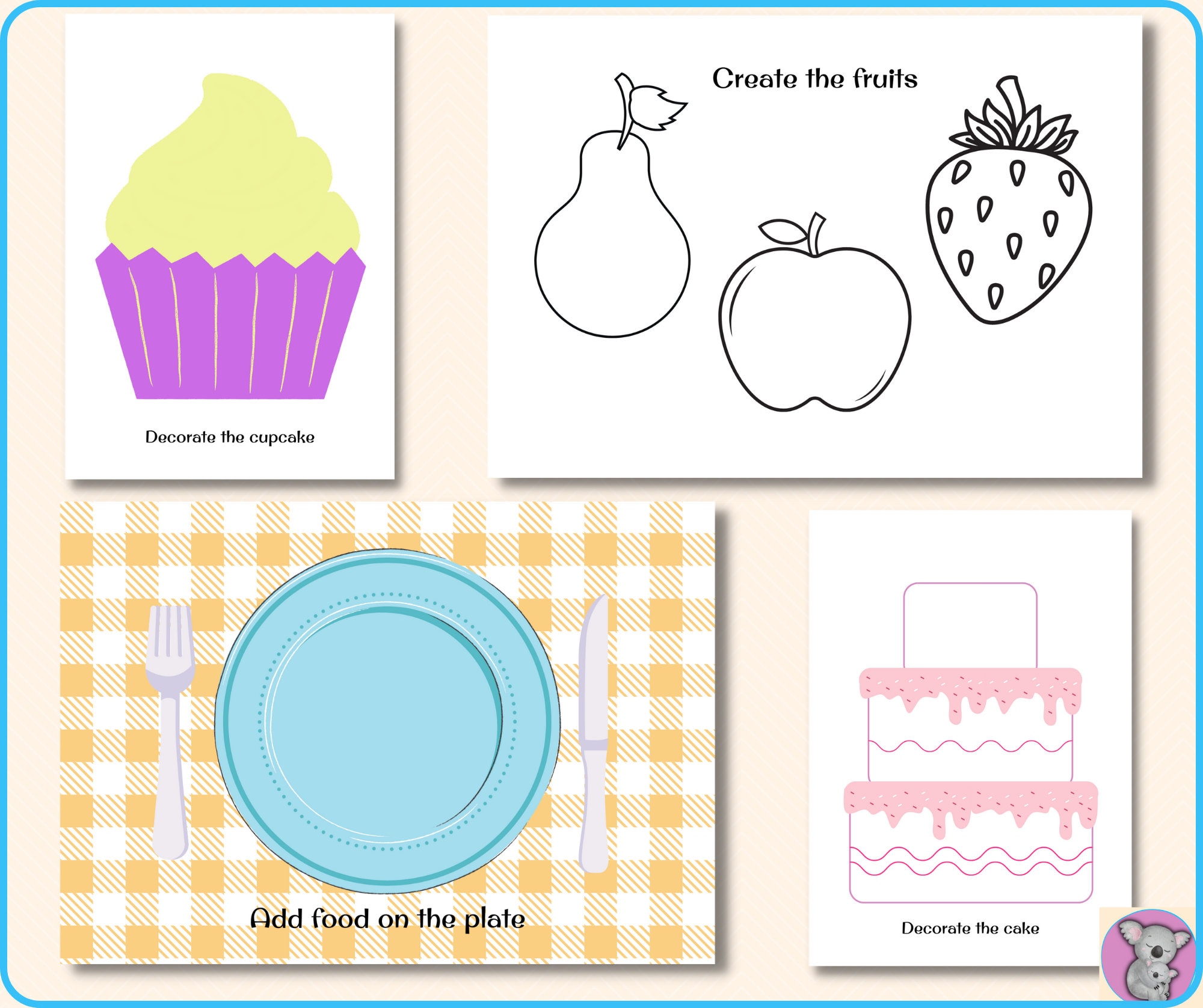 8 Printable Play Doh Mats, Food Play Dough Mats, Ice Cream Playdough ...