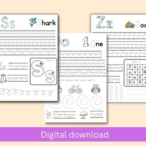 Preschool Worksheets, Letter Number Shape Tracing, Math Activity, Fine ...