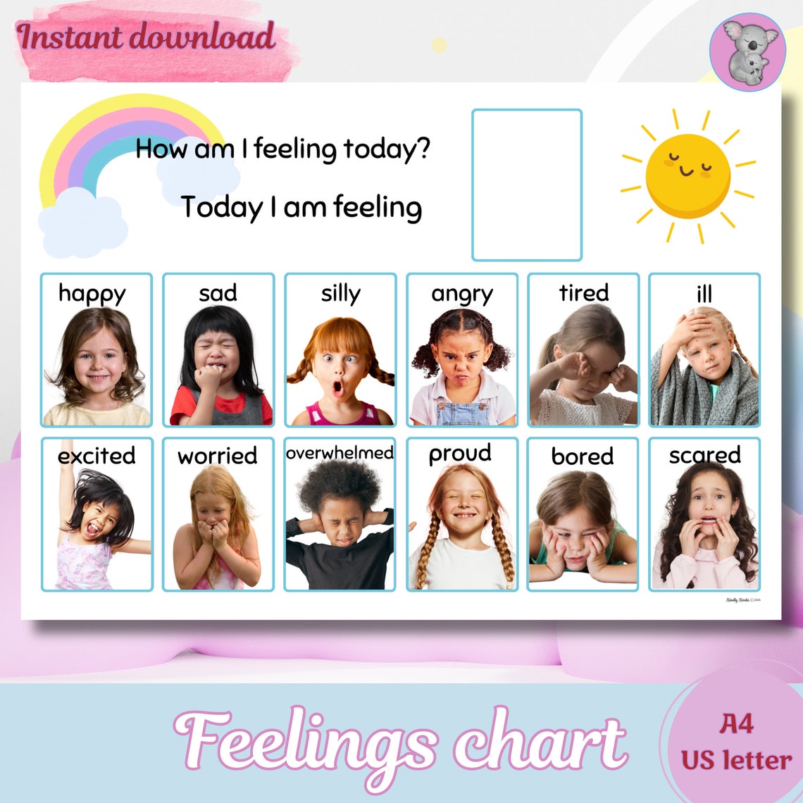 Emotions & Feelings Chart, Real Pictures/photos. Perfect for Toddlers ...