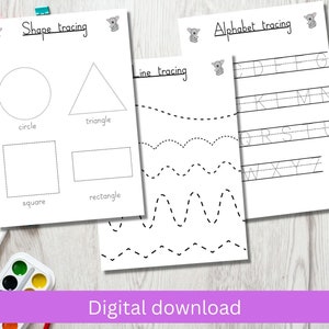 Preschool Worksheets, Letter Number Shape Tracing, Math Activity, Fine ...