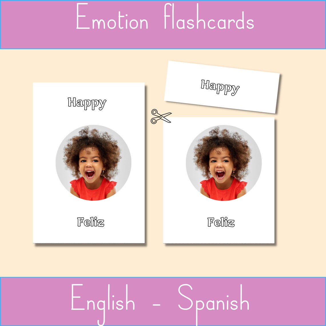 Bilingual Feelings Flashcards Printable for Children English - Spanish ...